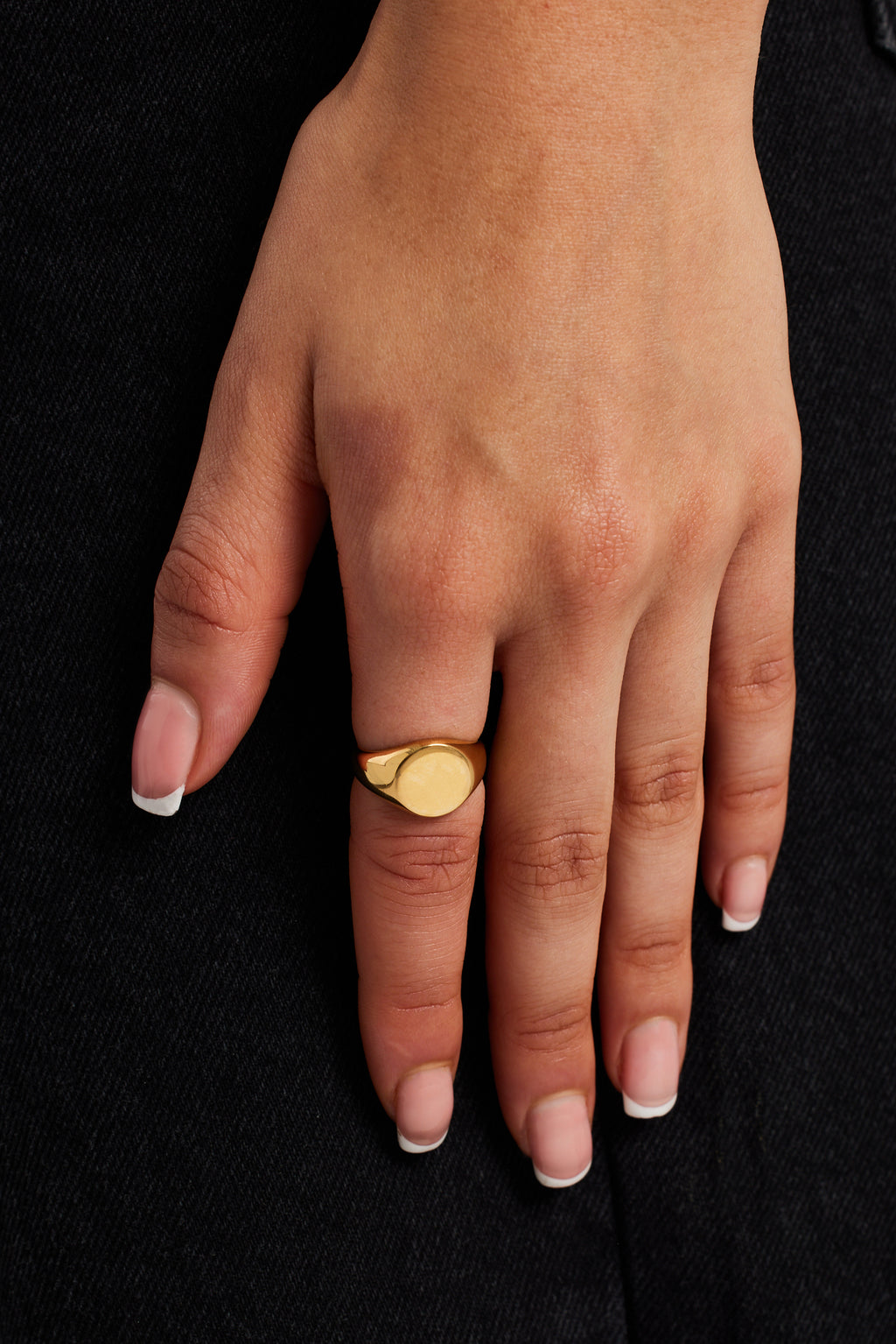Womens 11mm Gold Plated Polished Round Signet Ring | Womens Rings ...