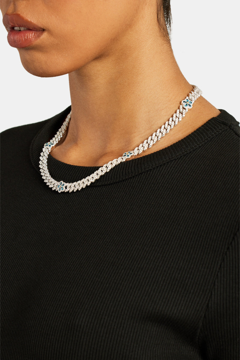 8mm Iced Blue CZ Floral Prong Chain | Womens Chains | Shop Prong Chains ...