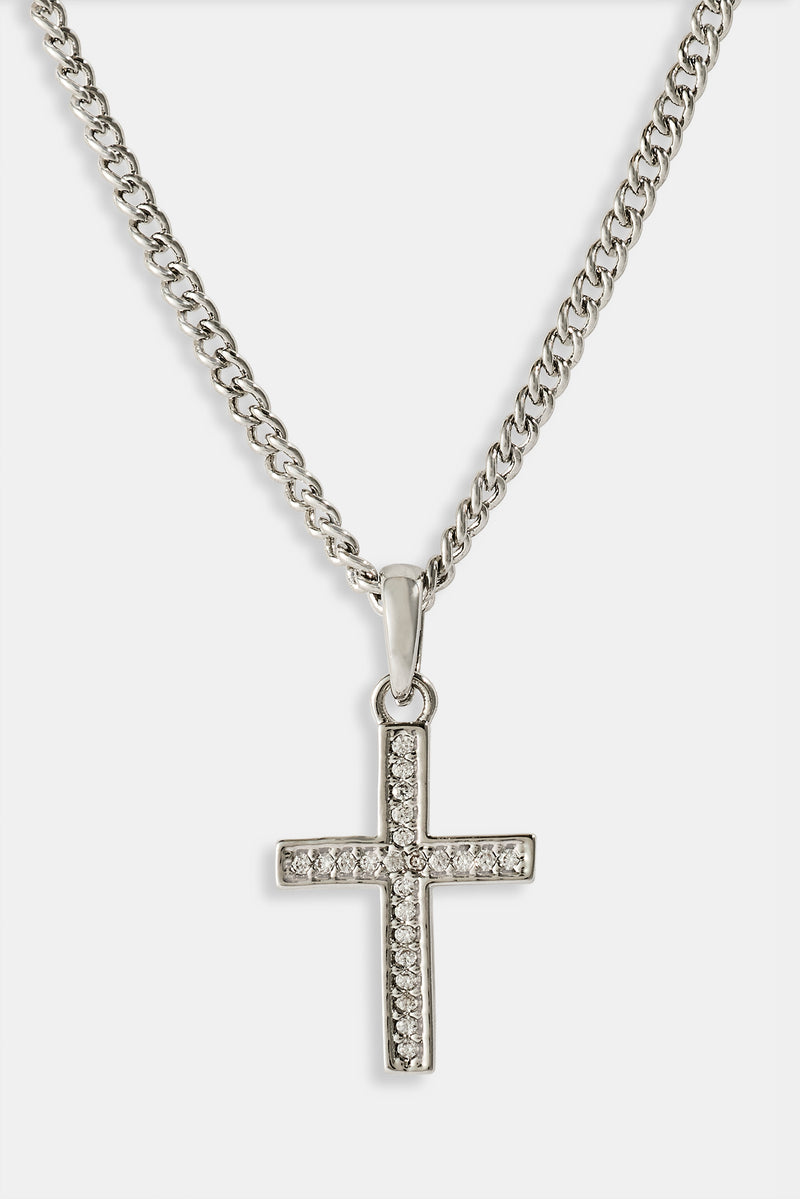 Micro Iced Cross Necklace - 15mm | Mens Necklaces | Shop Pendant/Motif ...
