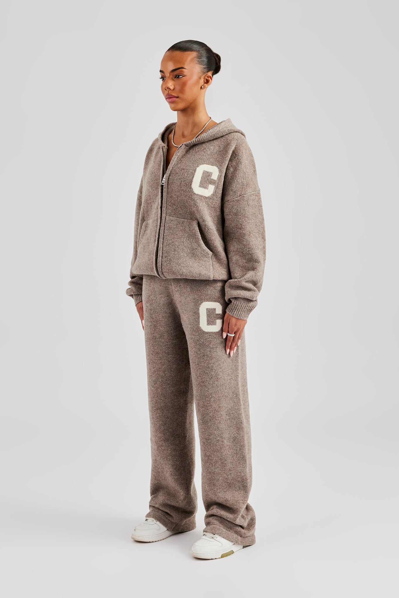 Hooded Zip Through Knitted Jumper & Wide Leg Jogger | Womens Sets ...