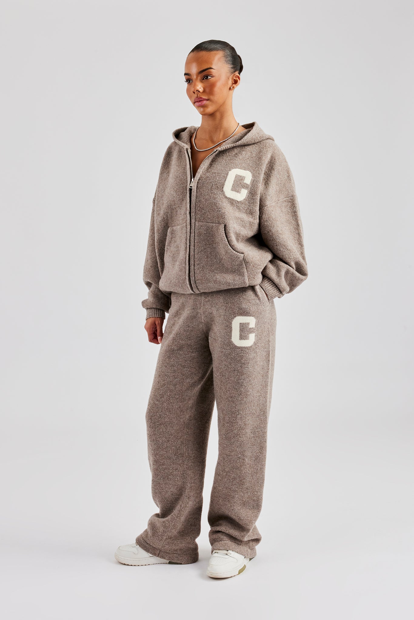 Hooded Zip Through Knitted Jumper & Wide Leg Jogger | Womens Sets ...