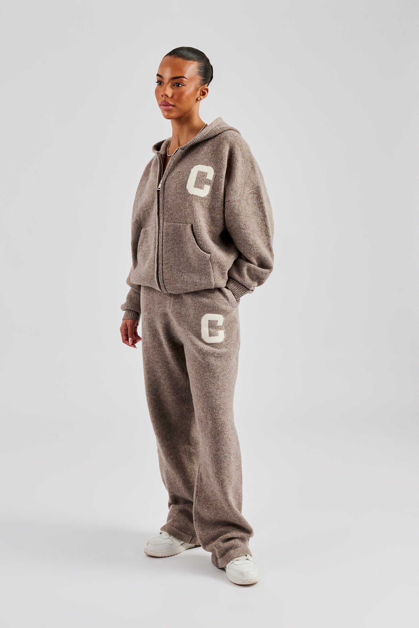 Hooded Zip Through Knitted Jumper & Wide Leg Jogger | Womens Sets ...