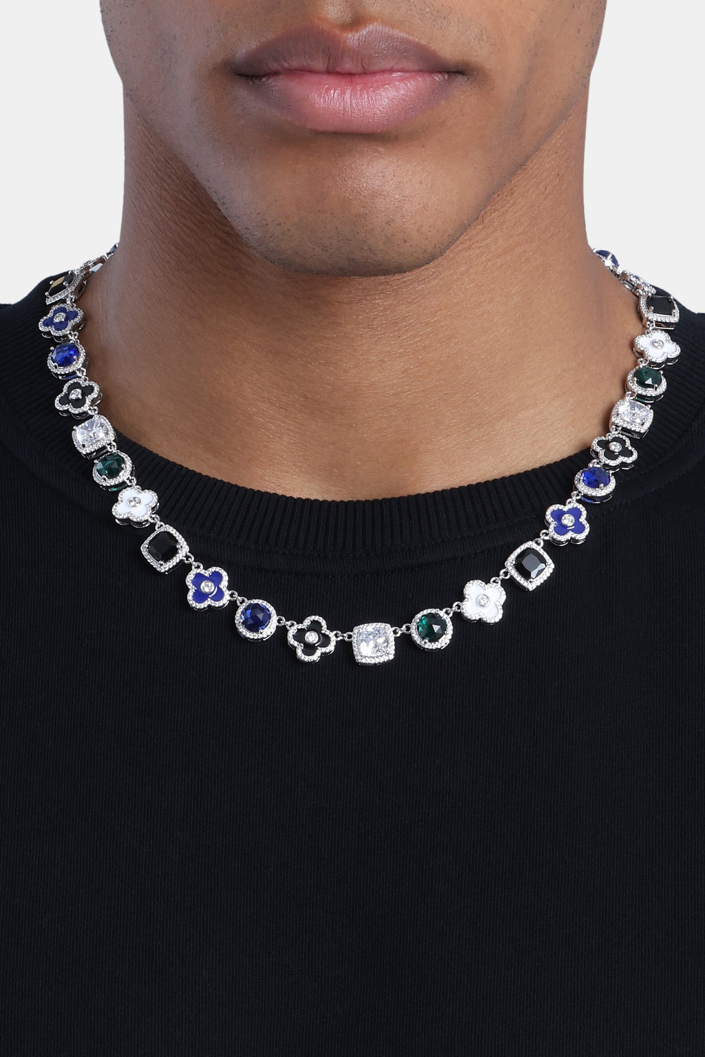 Blue Multi Gem & Motif Chain - White | Mens Chains | Shop Motif Chains ...