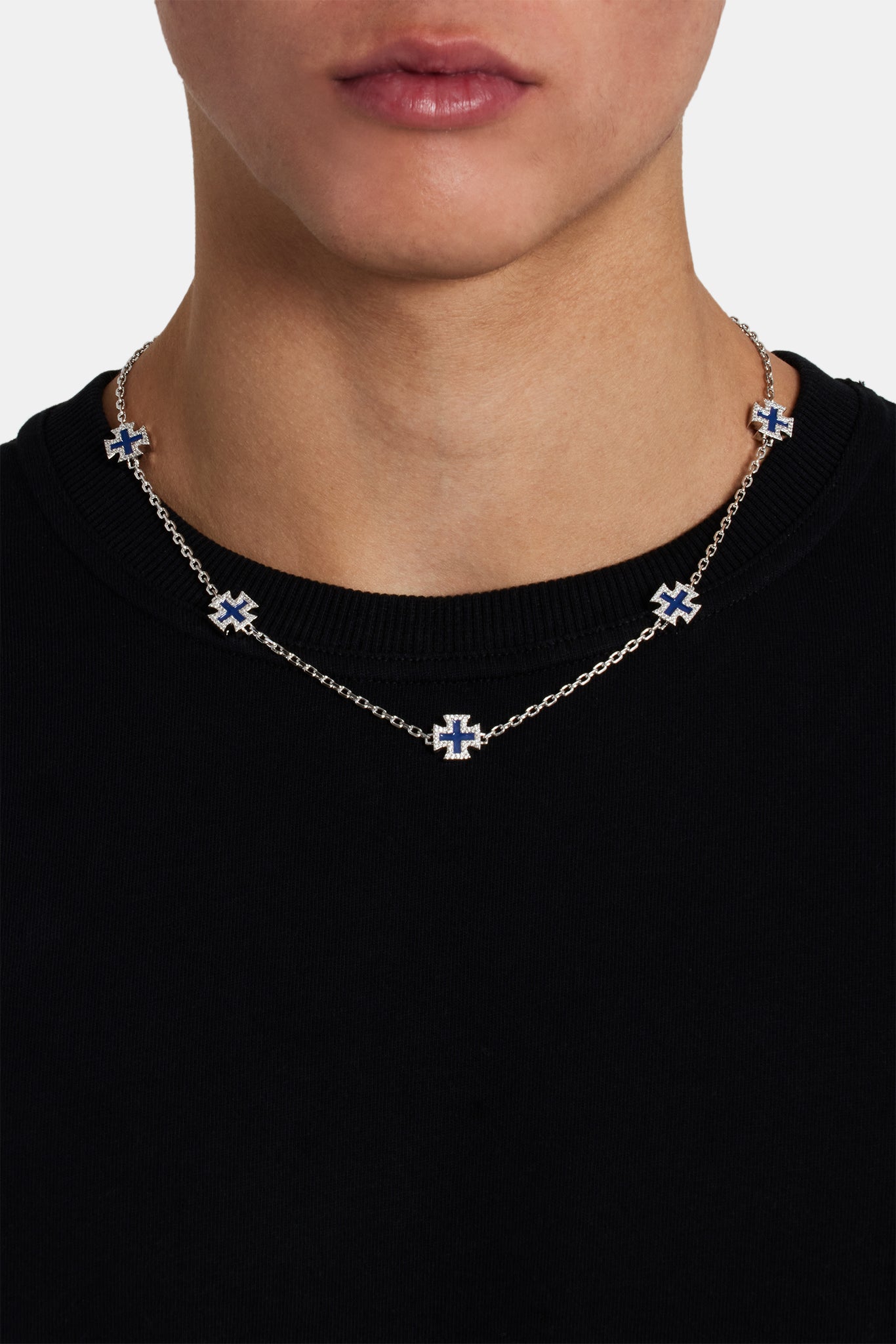 Blue Enamel Cross Motif Chain | Mens Chains | Shop Motif Chains at ...