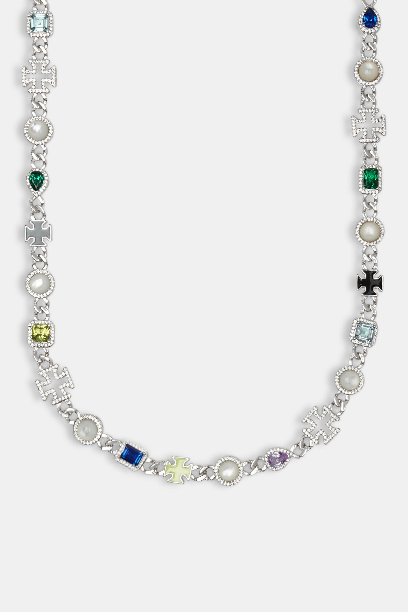 Cuban Link Gemstone & Motif Chain - White | Mens Chains | Shop Motif ...