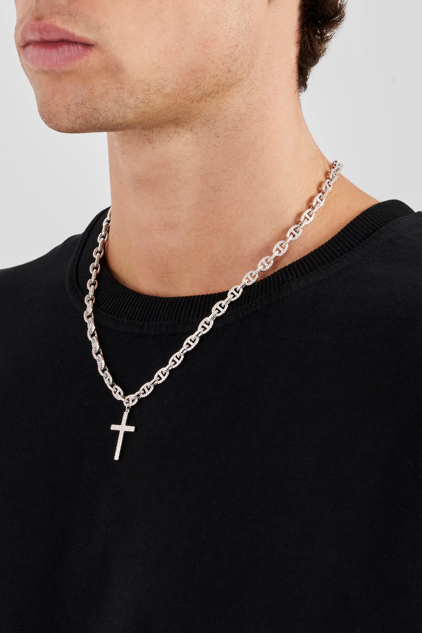 Iced Drop Cross Coffee Bean Chain - 6mm | Mens Chains | Shop Motif ...