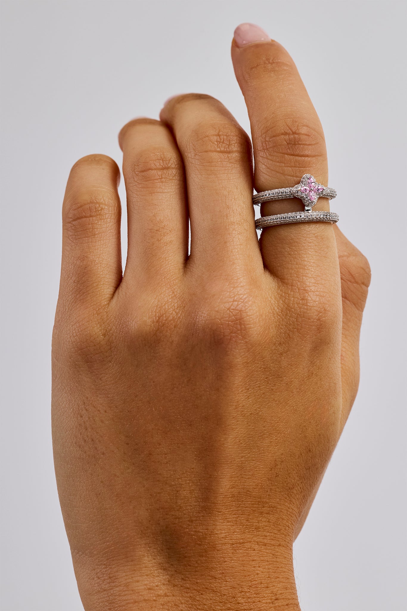 Iced Motif Double Band Row Ring - White | Womens Rings | Shop Motif ...