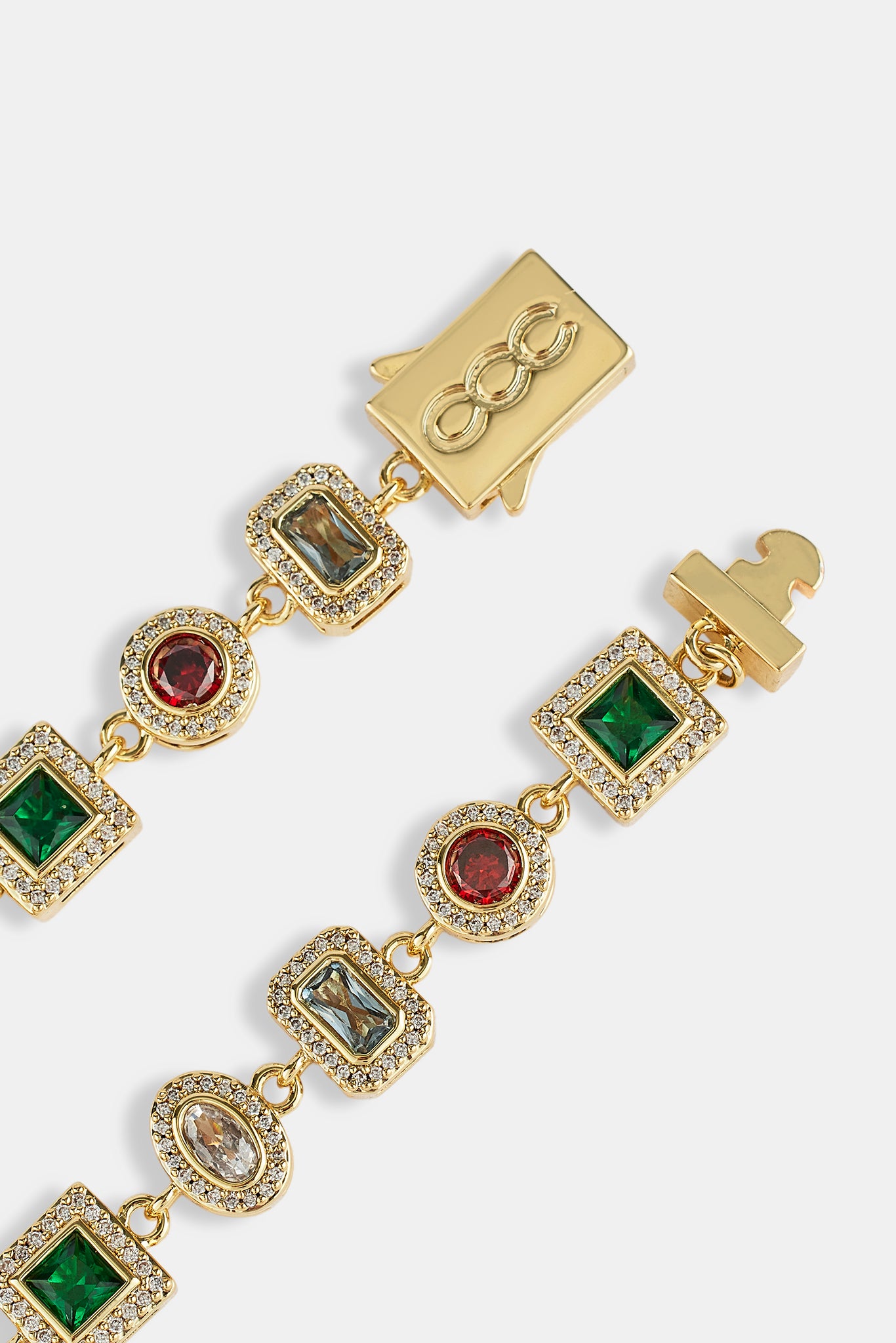 Multi Colour Mixed Shape Cluster Bracelet - 6mm - Gold | Mens Bracelets ...