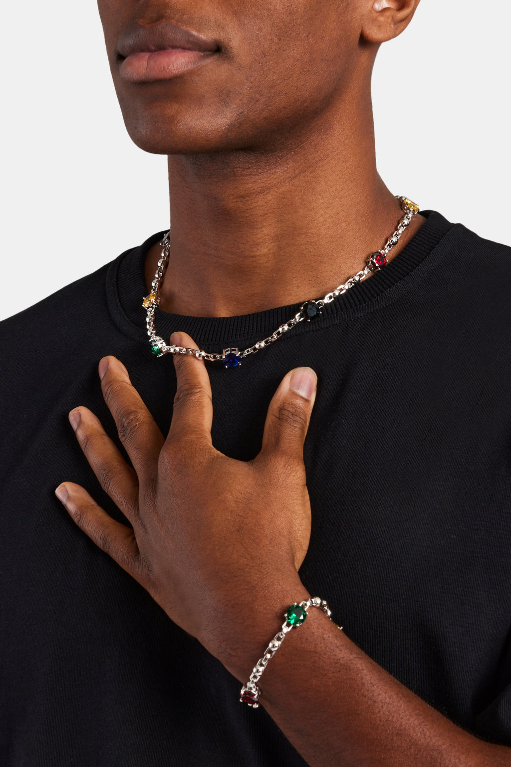 Multi Iced CZ Gem & Ball Chain Mix Chain - White | Mens Chains | Shop ...