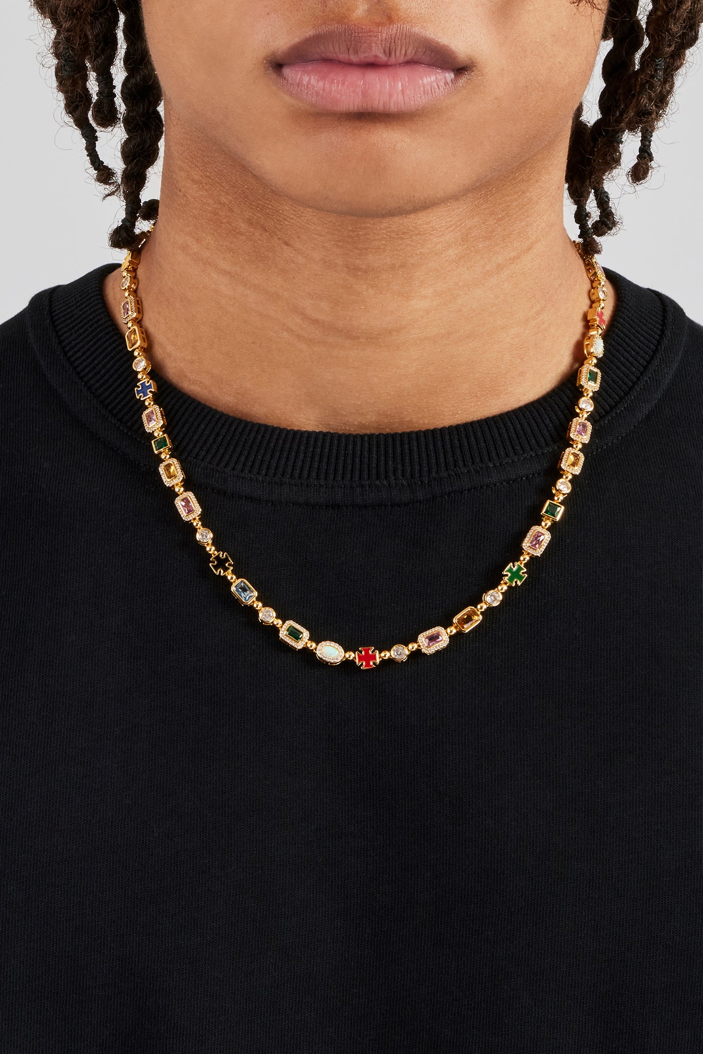 Multi Gemstone Chain - 6mm - Gold | Mens Chains | Shop Multi Gemstone ...