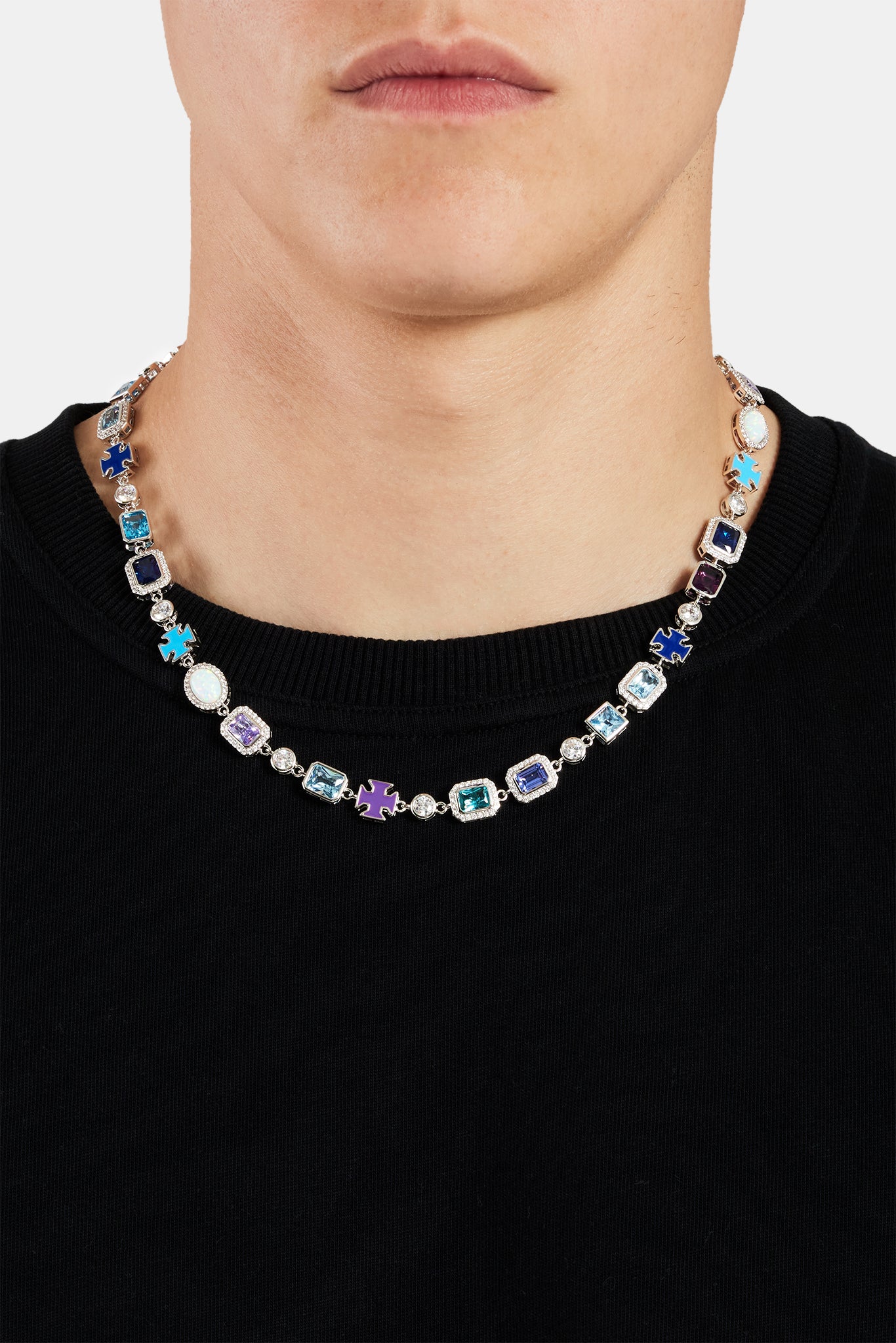 Blue Multi Gem Stone Motif Necklace | Mens Necklaces | Shop Motif ...