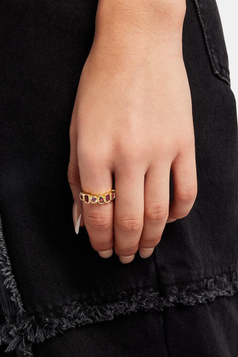 Pink Multi Gem Band Ring - Gold | Womens Rings | Shop Tennis Rings at ...