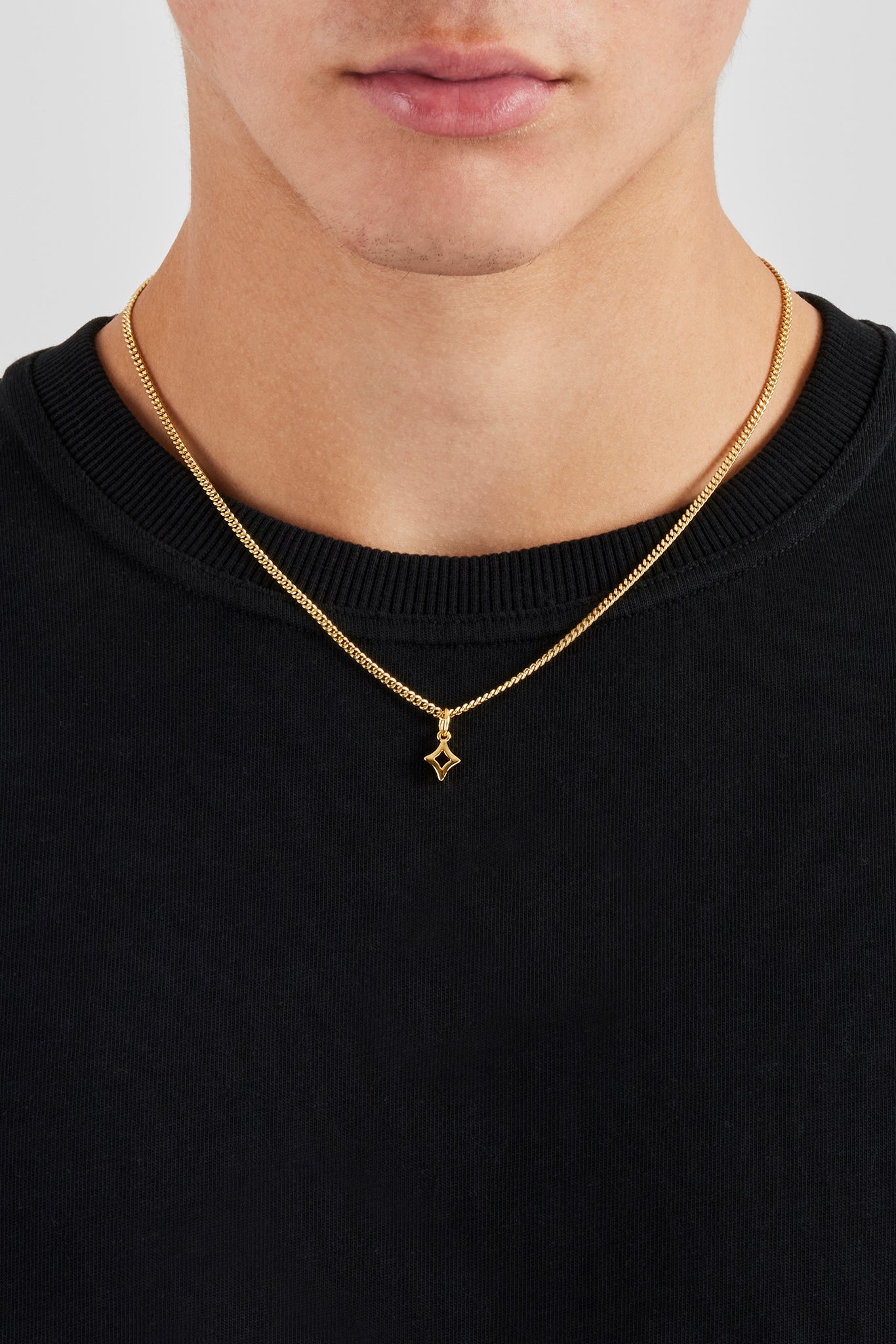 Polished Star Outline Necklace - 10mm - Gold | Mens Necklaces | Shop ...