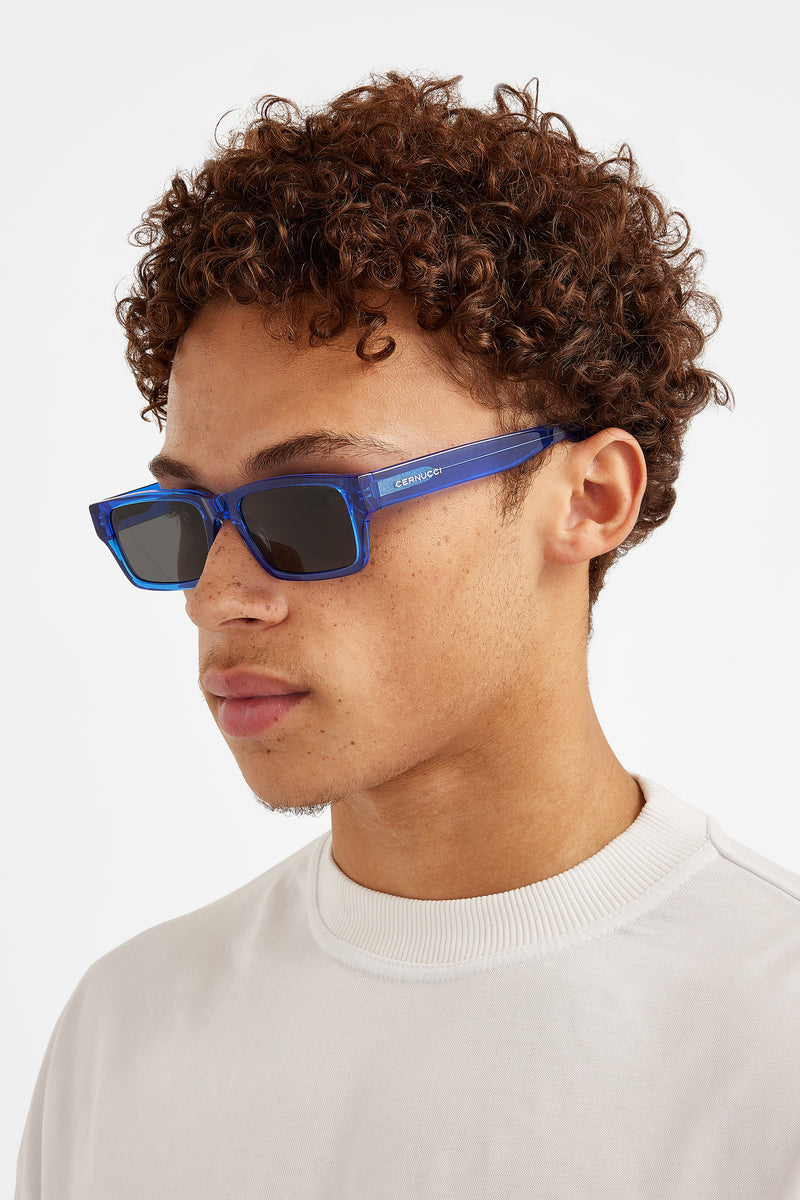 Rectangular Acetate Sunglasses - Blue – Cernucci