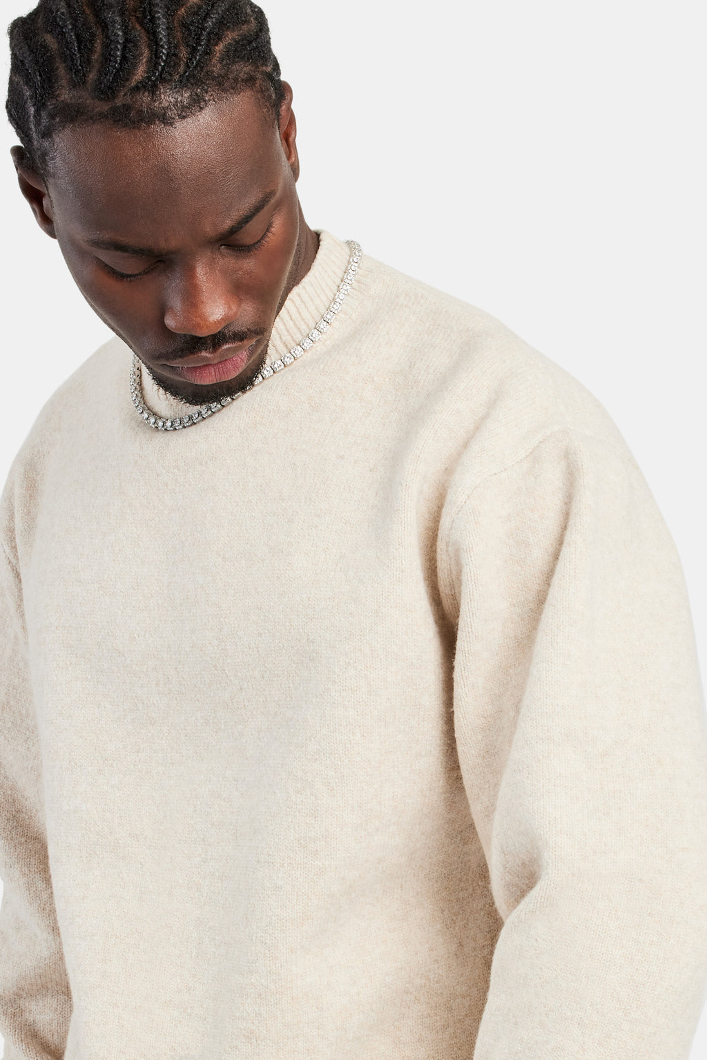 C Knitted Crew Neck Sweater - Beige | Mens Knitwear | Shop Knitwear ...