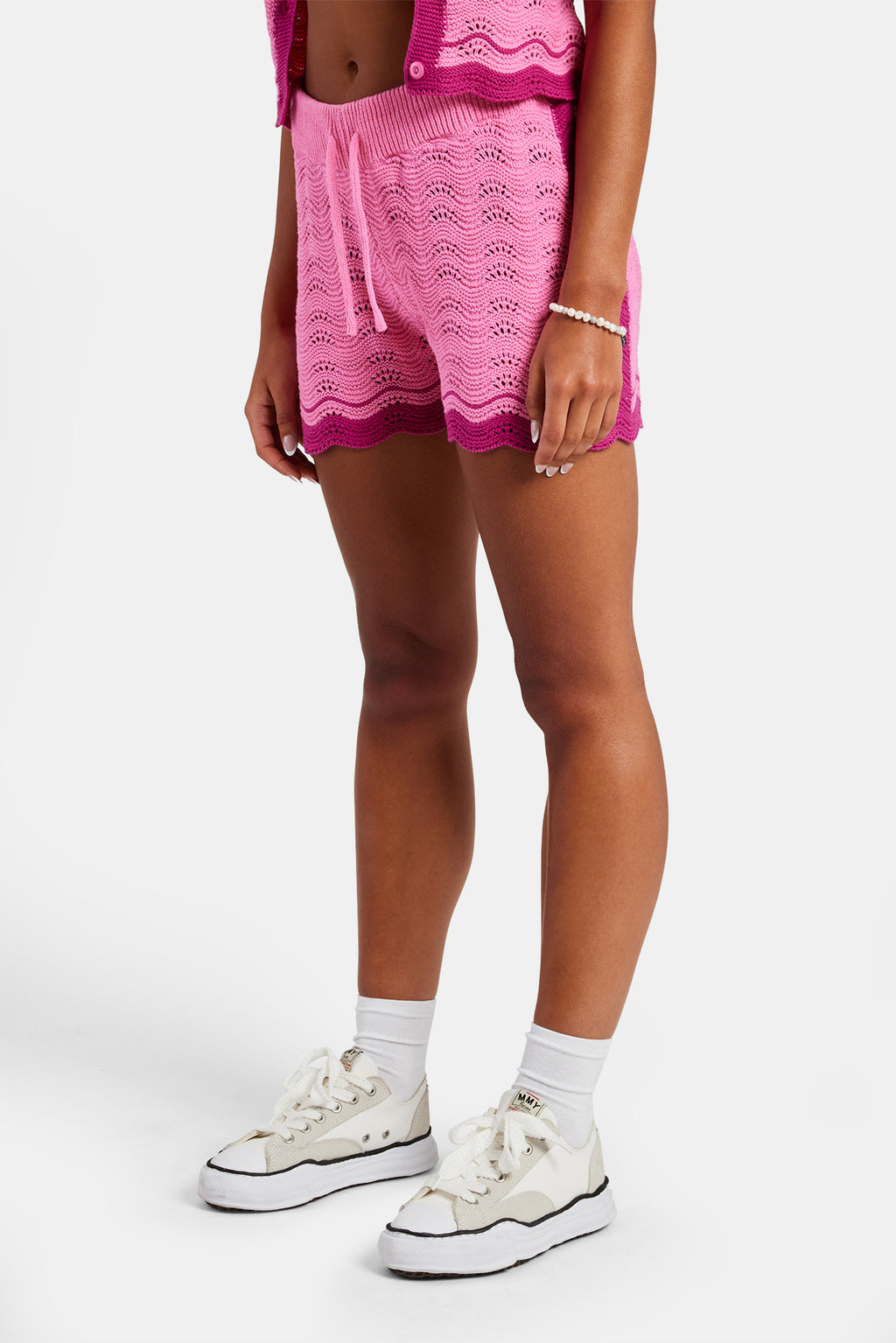 Contrast Crochet Knitted Short - Pink | Womens Shorts | Shop Knitted ...