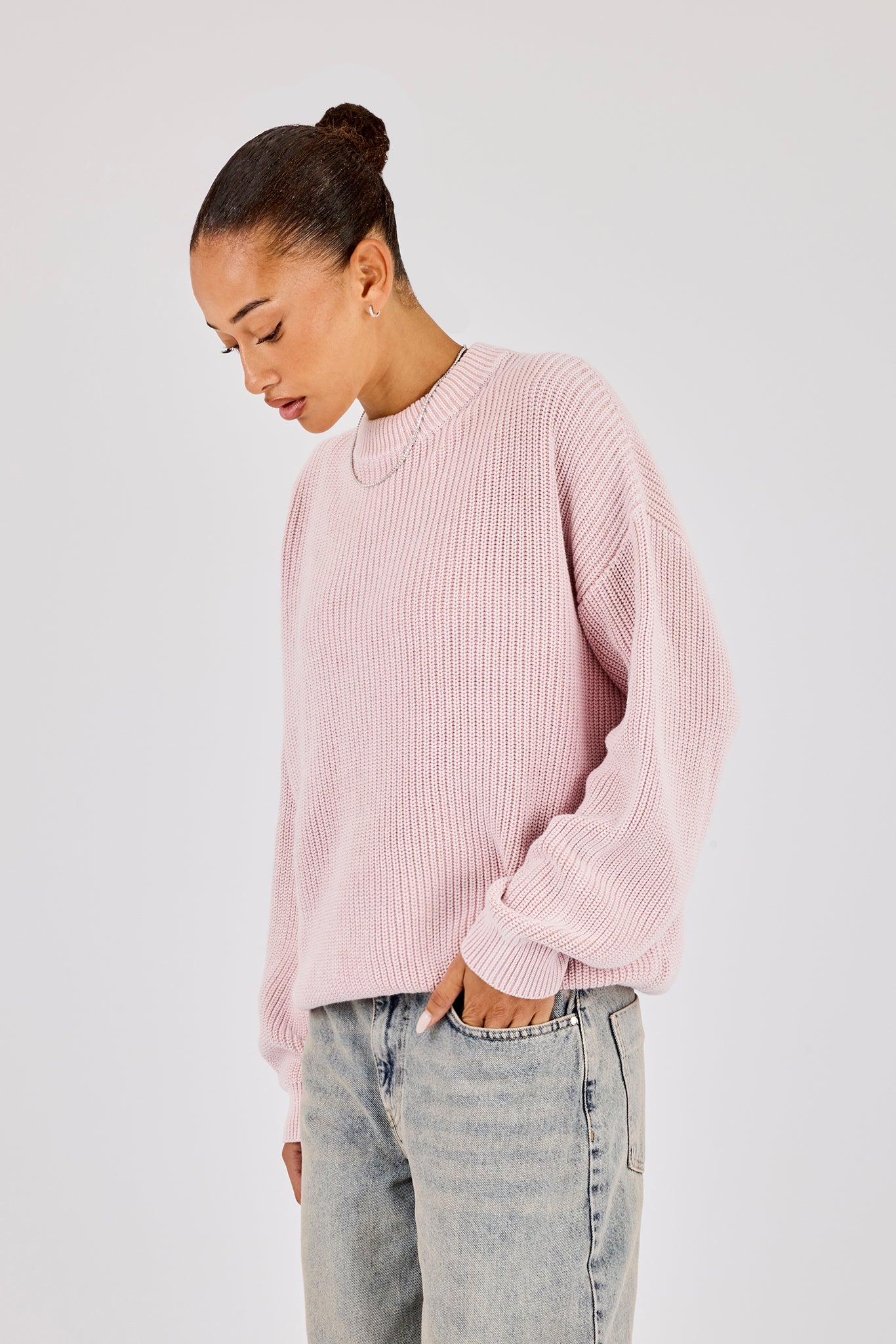 Oversized Acid Wash Knit Sweater - Pink | Womens Knitwear | Shop ...