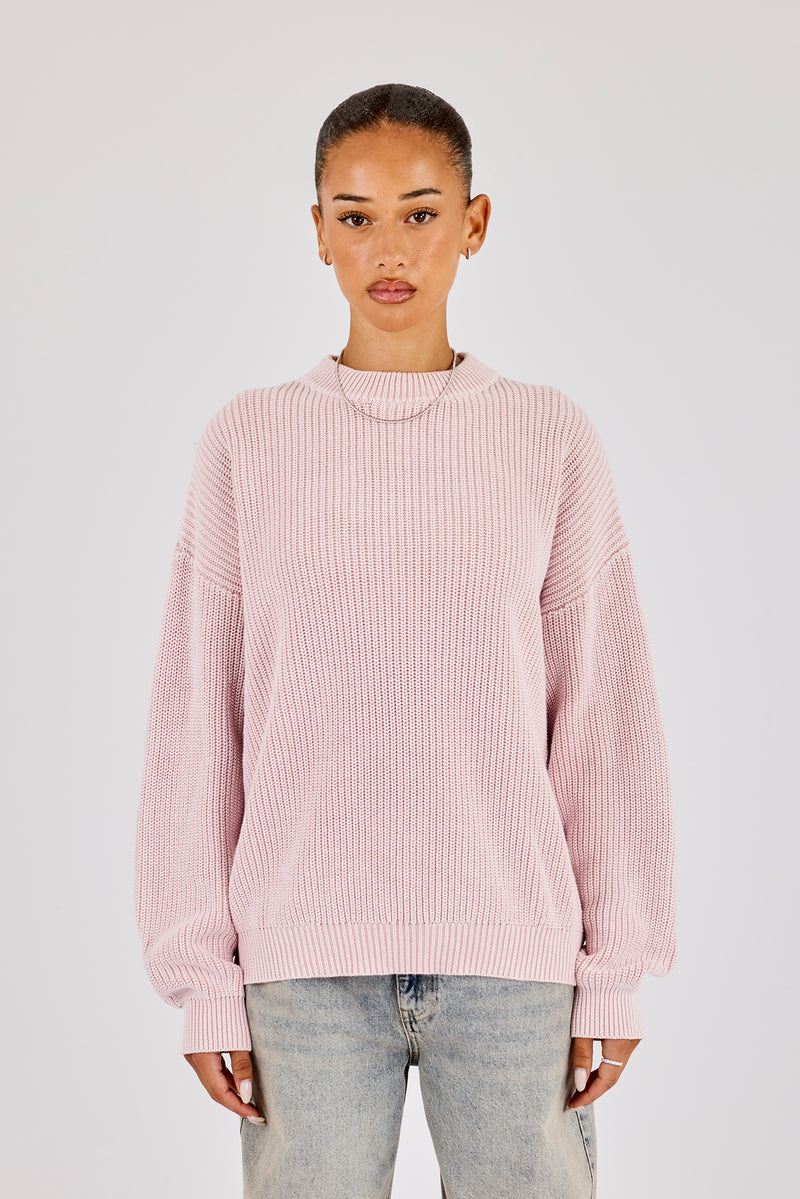 Oversized Acid Wash Knit Sweater - Pink | Womens Knitwear | Shop ...