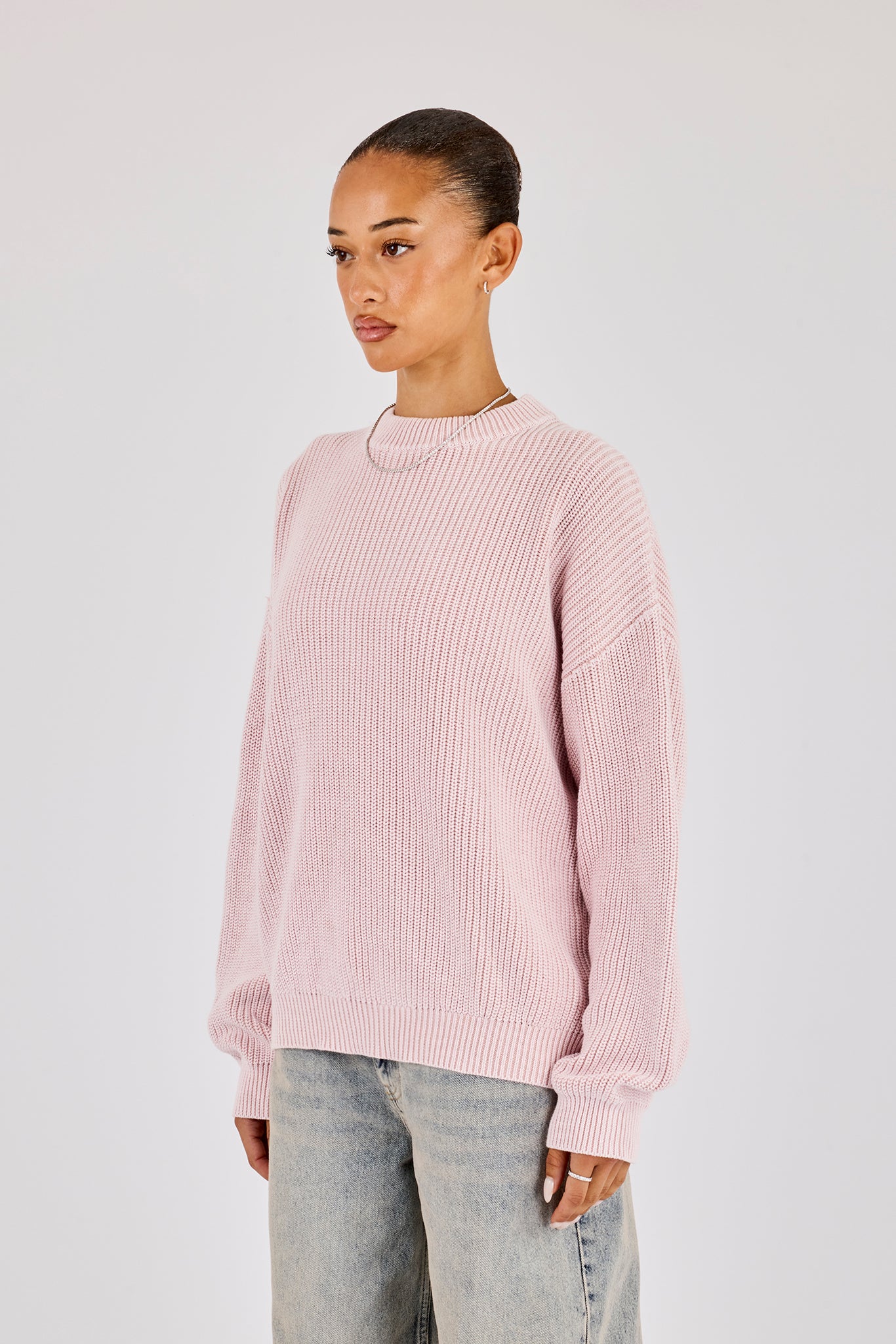 Oversized Acid Wash Knit Sweater - Pink | Womens Knitwear | Shop ...