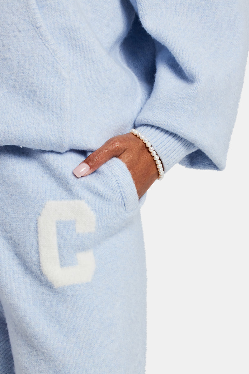 Wide Leg Knitted Jogger - Light Blue | Womens Knitwear | Shop Knitwear ...