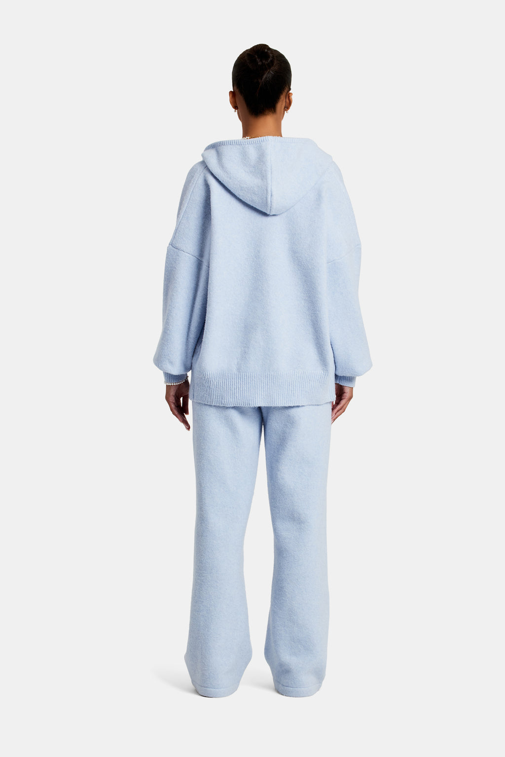 Hooded Zip Through Knitted Tracksuit - Light Blue | Womens Sets | Shop ...