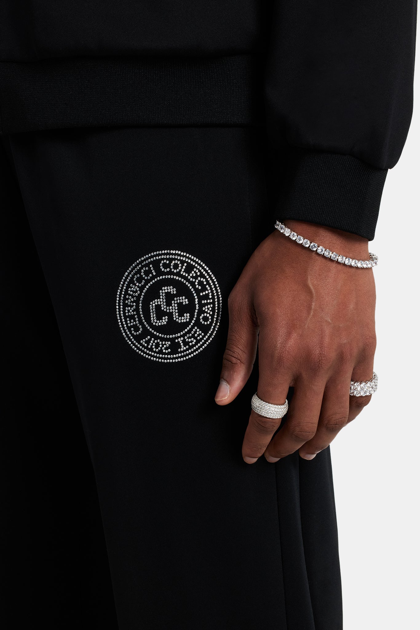Rhinestone Crest Tracksuit - Black | Mens Sets | Shop Tracksuits at ...