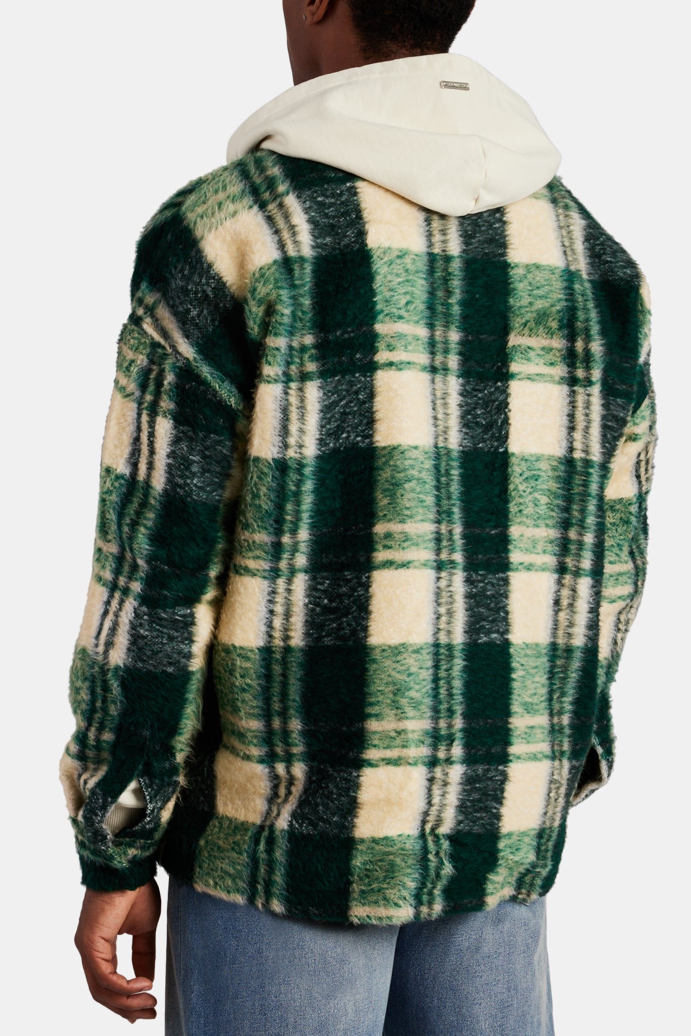 Brushed Check Lined Overshirt - Green | Mens Shirts | Shop Printed ...