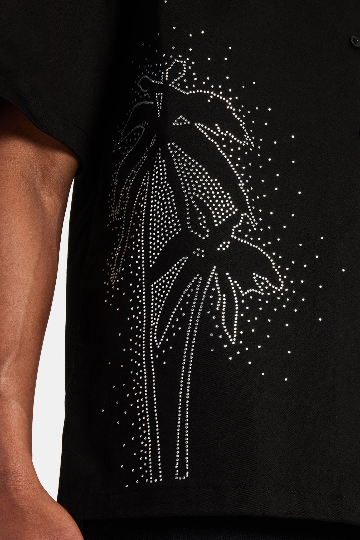 Rhinestone Palm Shirt - Black | Mens Shirts | Shop Printed Shirts at CERNUCCI.COM – Cernucci