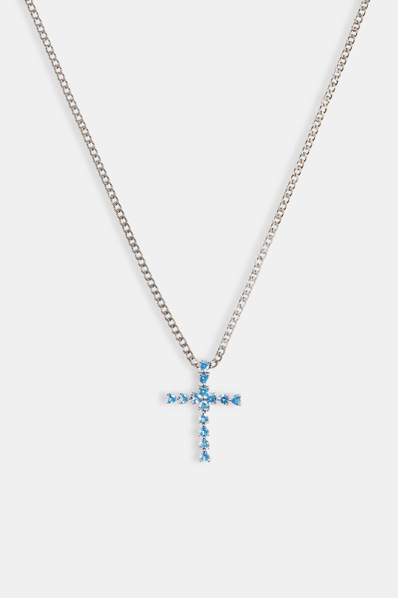 Iced Blue CZ Cross Cuban Necklace | Womens Pendants | Shop Motif ...