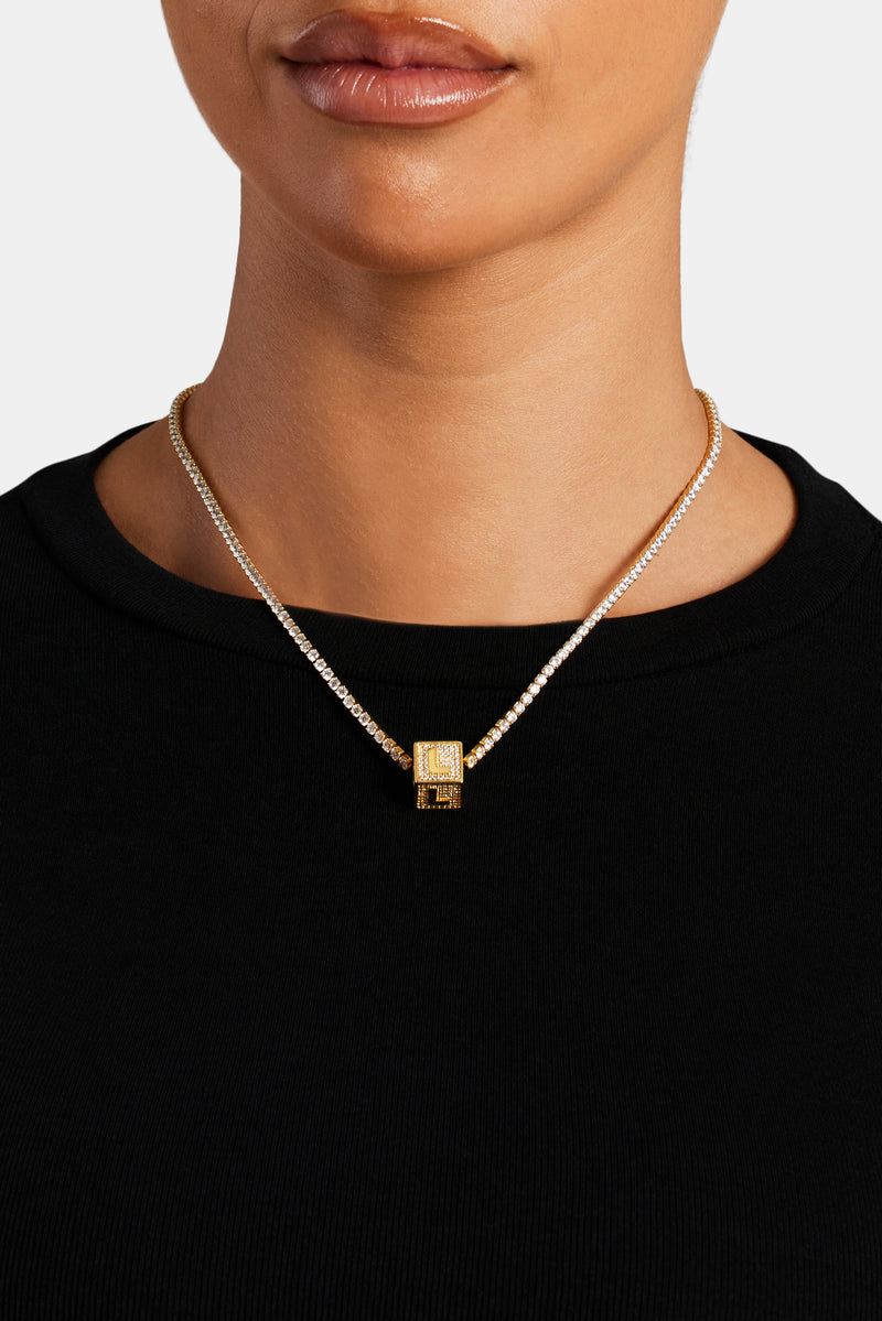 Gold Plated Iced L Letter Block Pendant | Womens Pendants | Shop ...