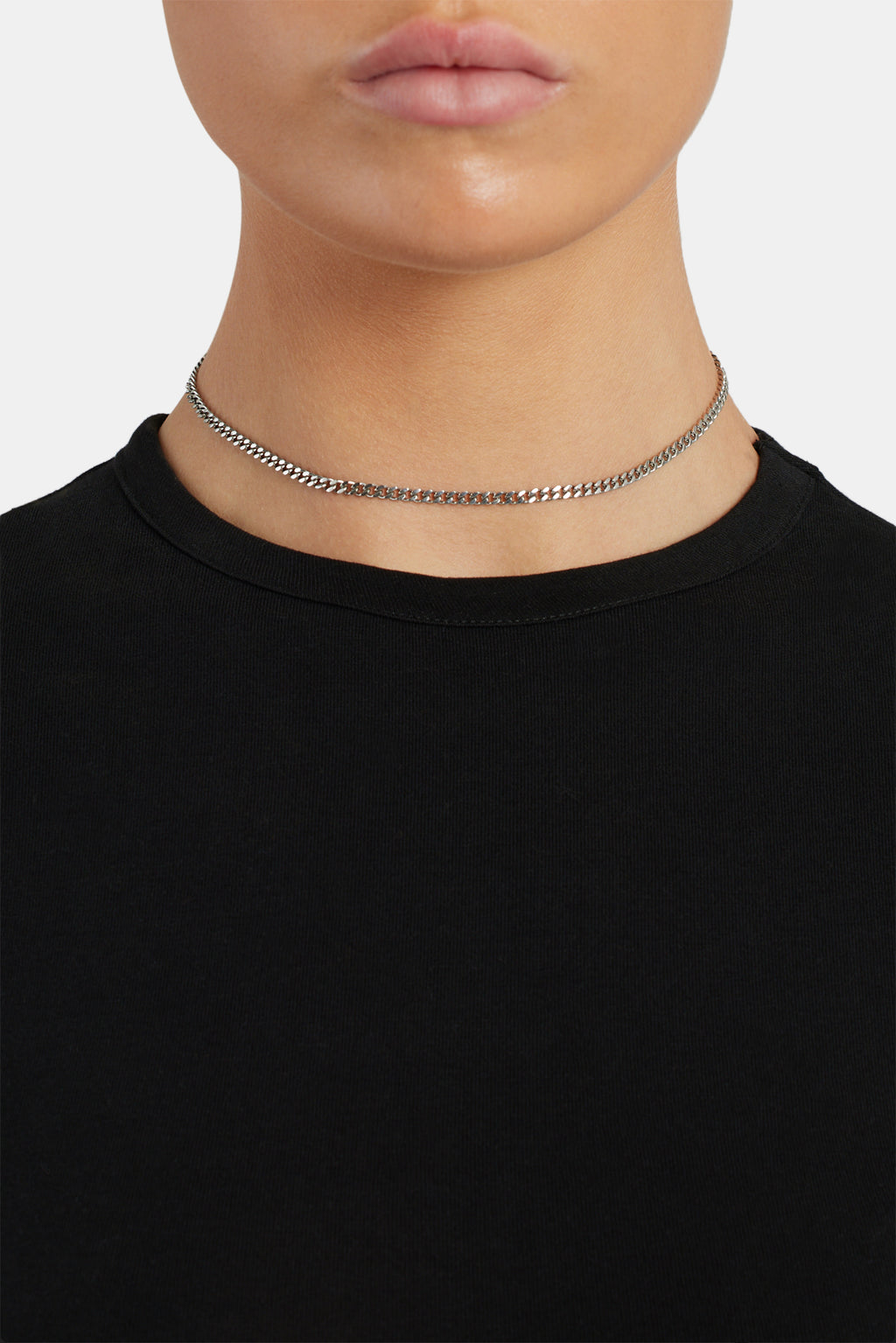 Micro Cuban Chain Choker - White Gold | Womens Chains | Shop Chokers at ...