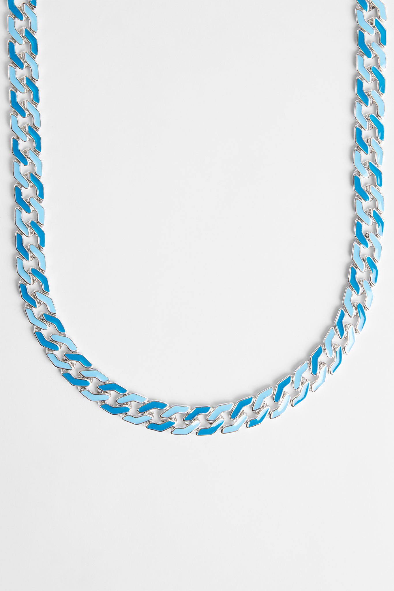 Mixed Blue Enamel And Polished Cuban Chain – Cernucci