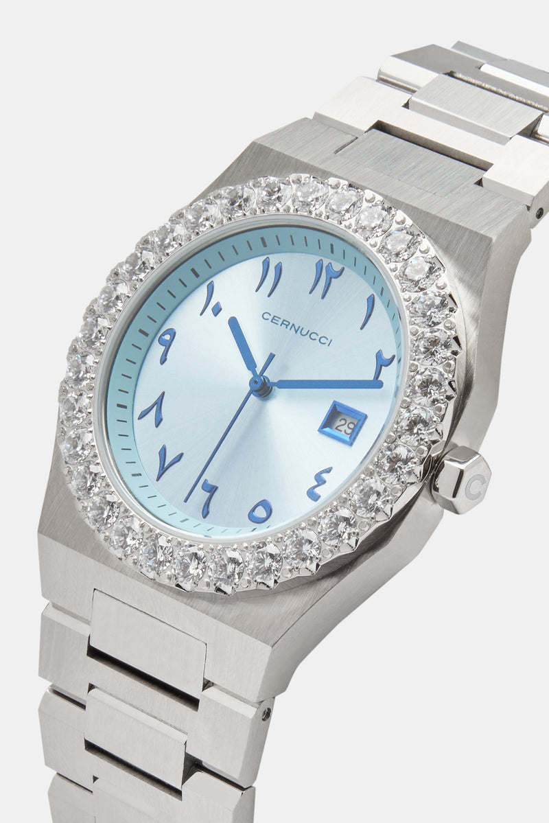 Blue Arabic Dial Iced Bezel Watch | Mens Watches | Shop Iced Watches at ...