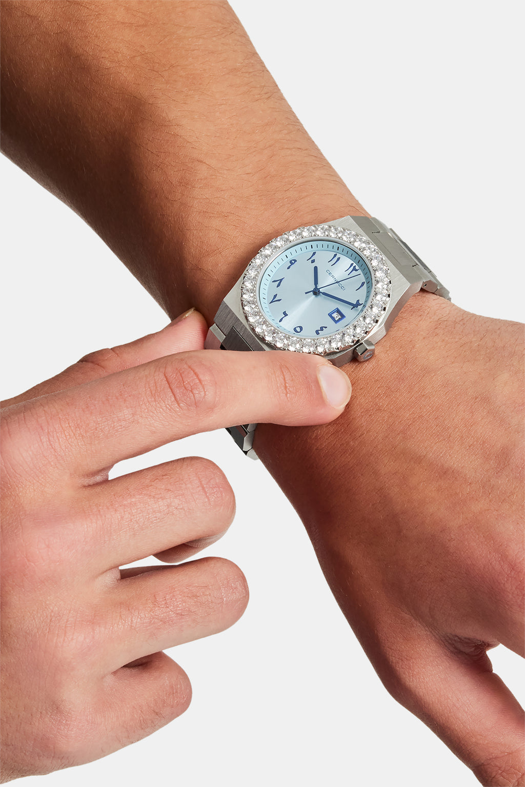 Blue Arabic Dial Iced Bezel Watch | Mens Watches | Shop Iced Watches at ...