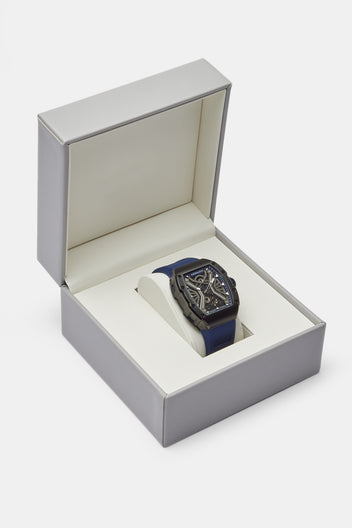 Skeleton Rubber Strap Watch - Navy | Mens Watches | Shop Polished ...