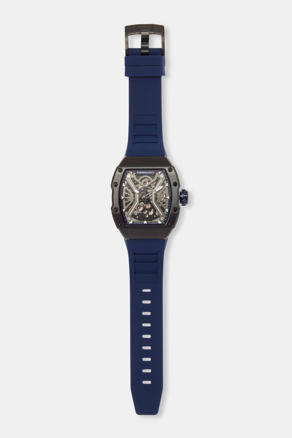 Skeleton Rubber Strap Watch - Navy | Mens Watches | Shop Polished ...