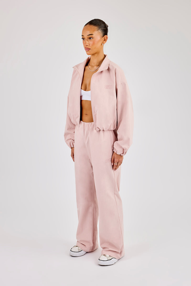 Nylon Track Jacket & Waistband Detail Jogger - Light Pink – Cernucci