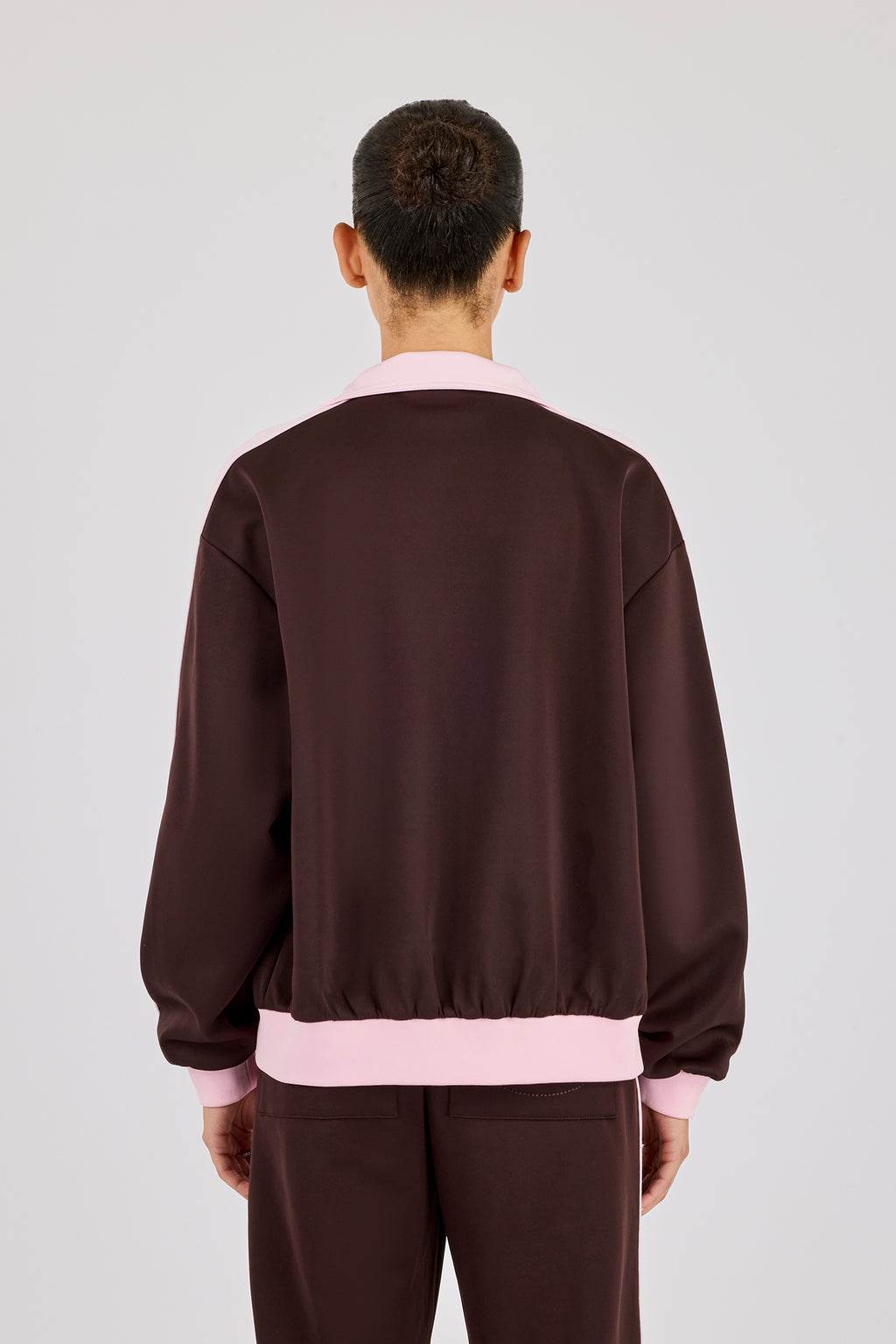 Pink Rib Contrast Panel Track Top - Chocolate | Womens Outerwear | Shop ...