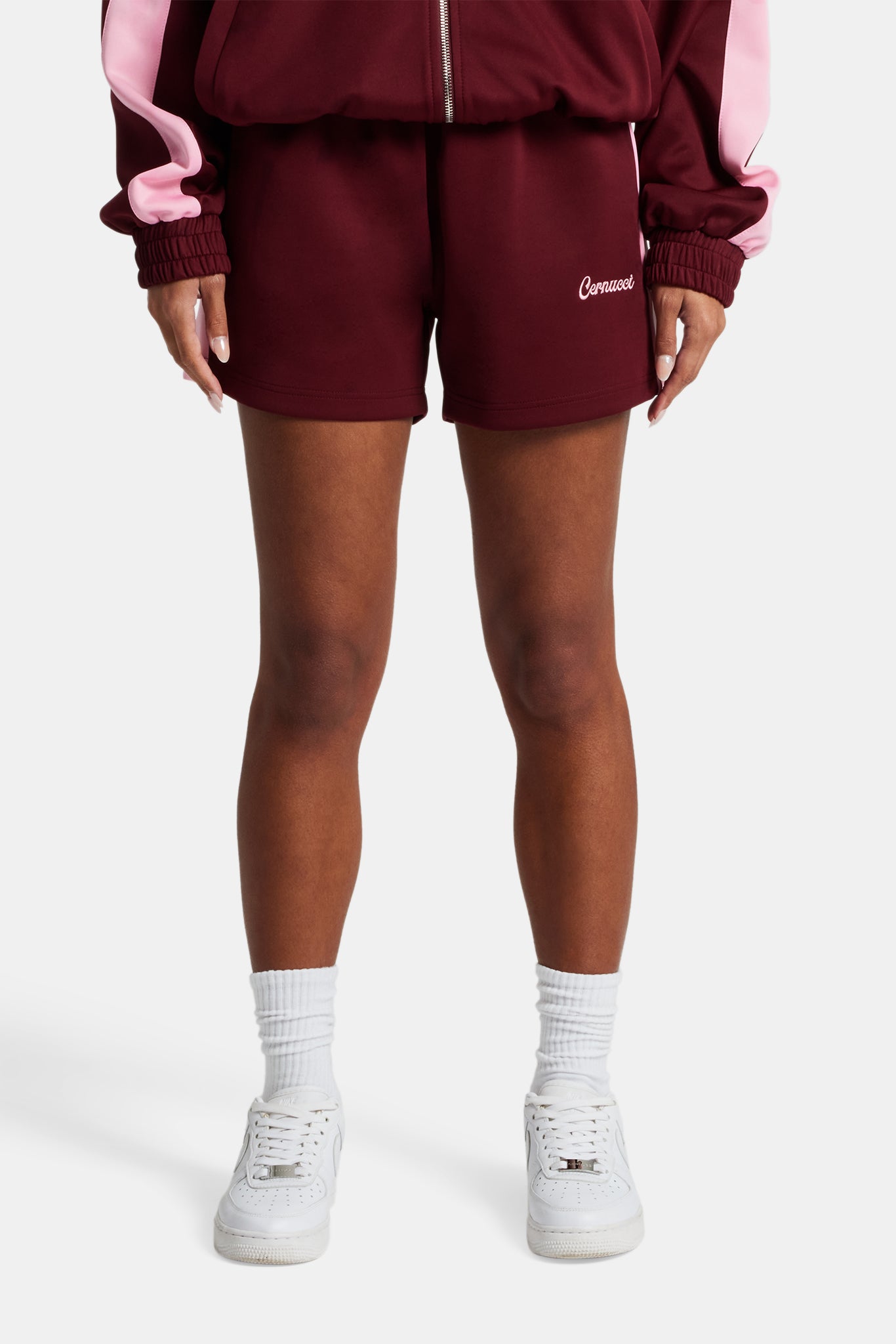 Womens Contrast Panel Shorts - Burgundy | Womens Shorts | Shop Plain ...