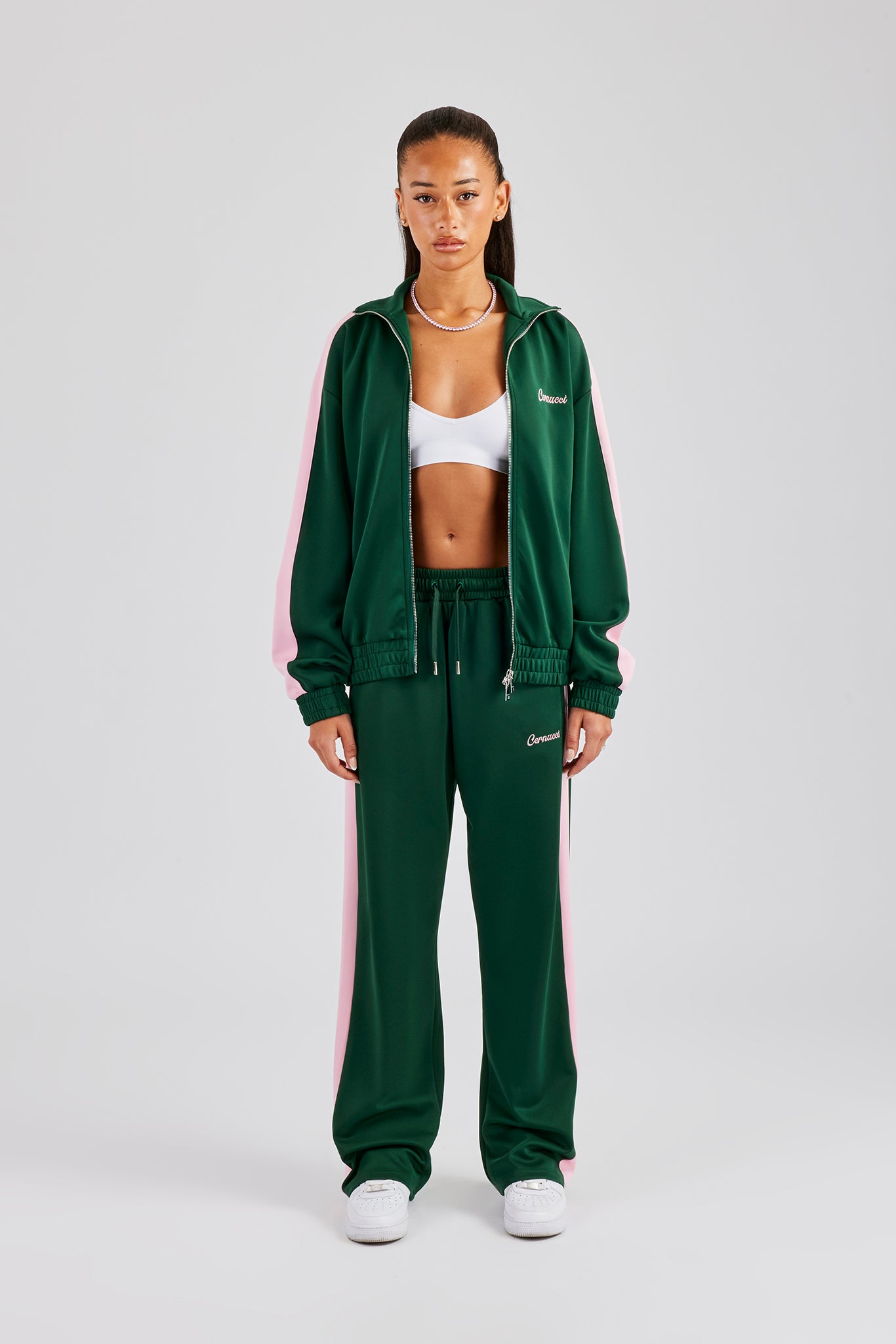 Womens Contrast Panel Tracksuit - Green | Womens Sets | Shop Tracksuits ...