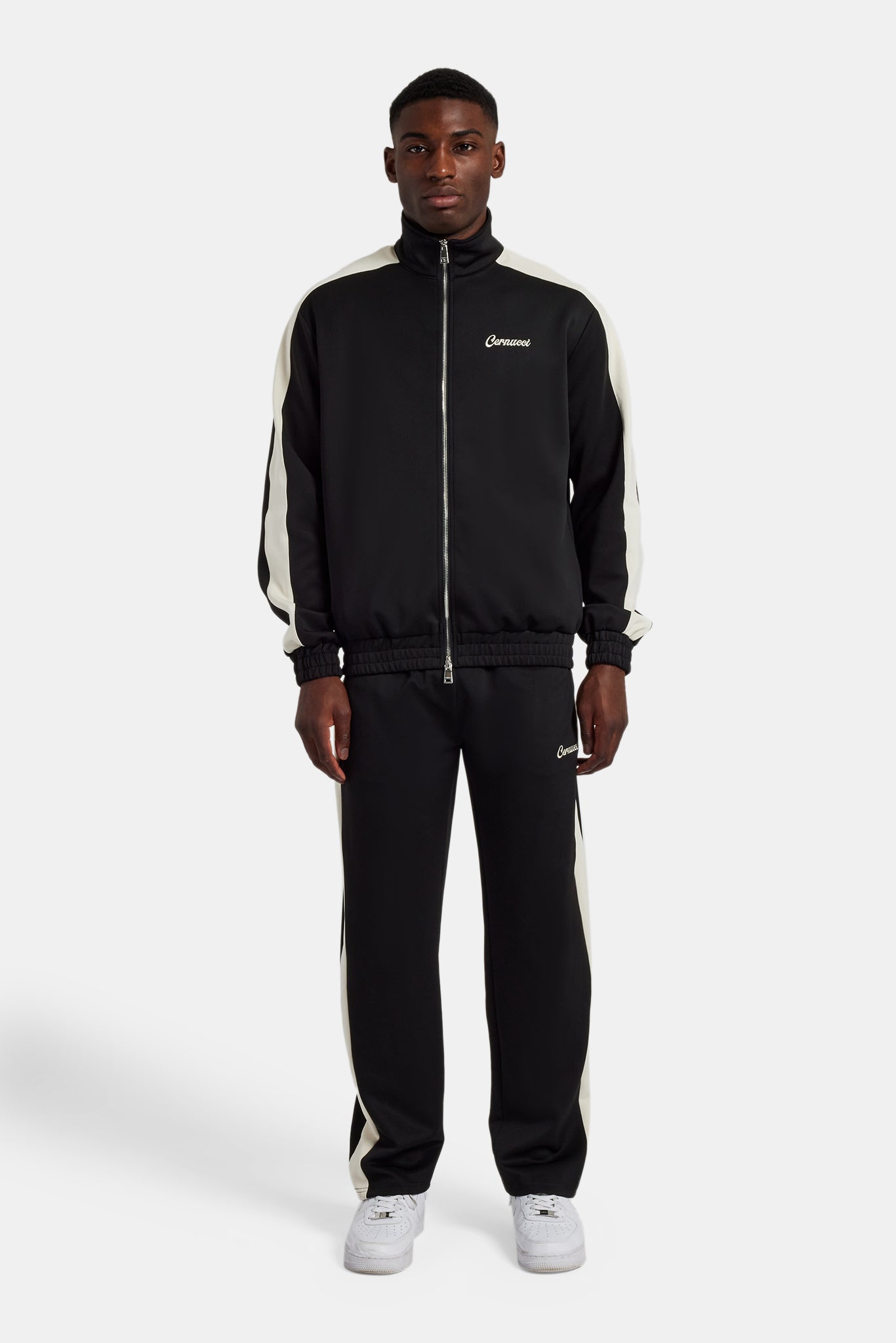 Black Contrast Panel Tracksuit | Mens Sets | Shop Tracksuits at ...