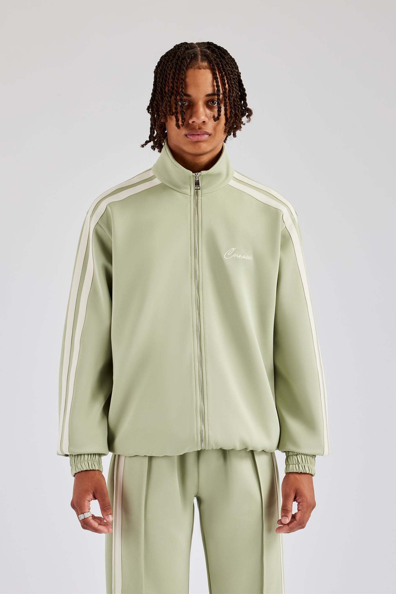 Zip Through Taping Track Jacket - Sage | Mens Outerwear | Shop Jackets ...