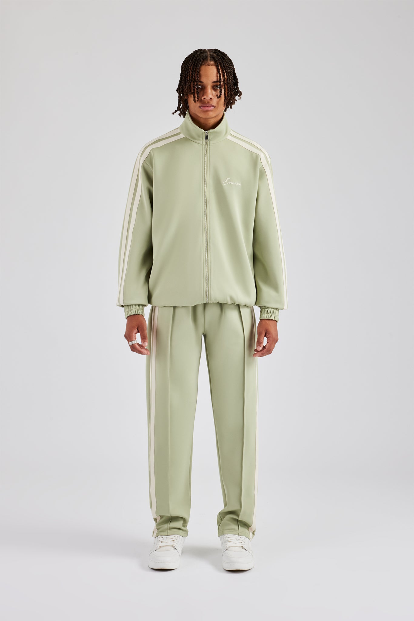 Zip Through Taping Tracksuit - Sage | Mens Sets | Shop Tracksuits at ...