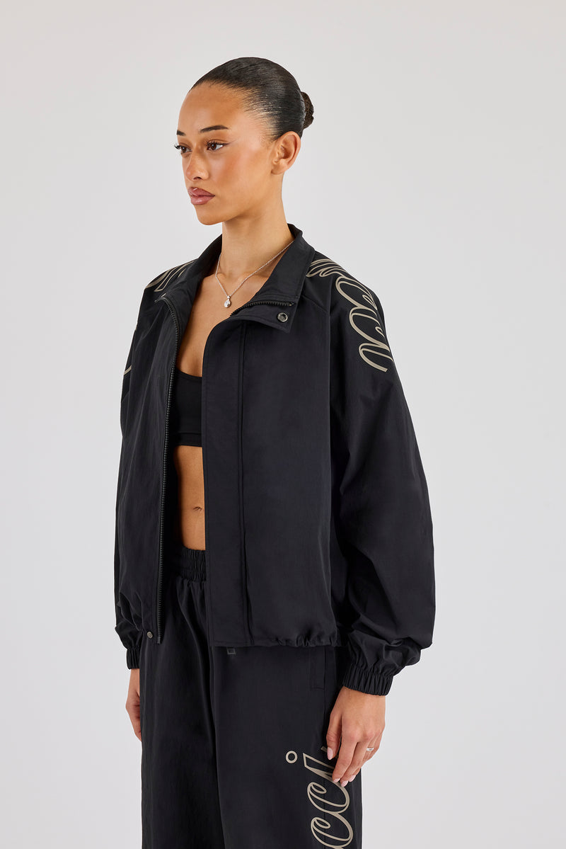 Nylon Branded Track Jacket - Black | Womens Outerwear | Shop Track ...