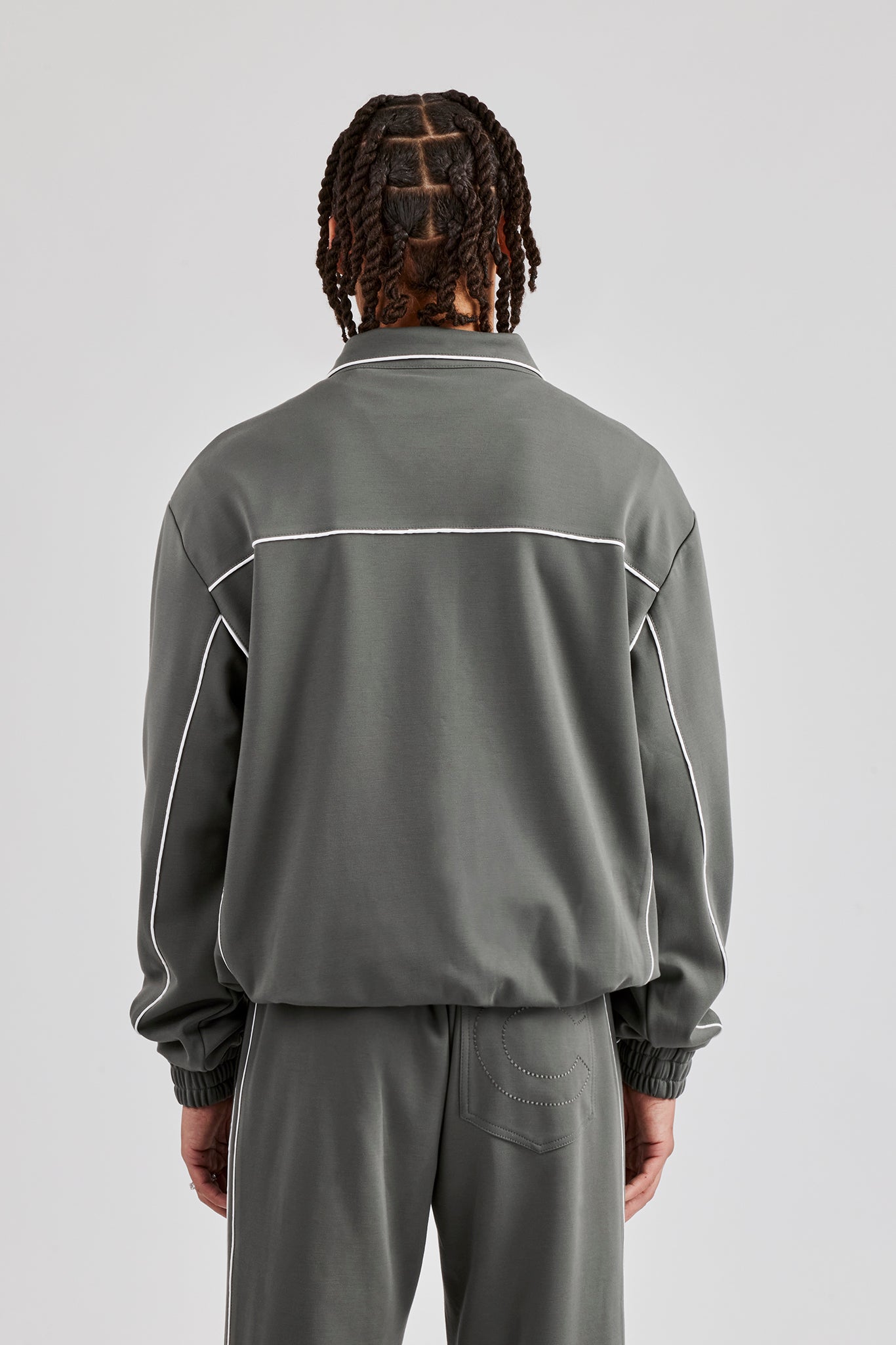 Piping Zip Through Jacket - Grey | Mens Outerwear | Shop Jackets at ...