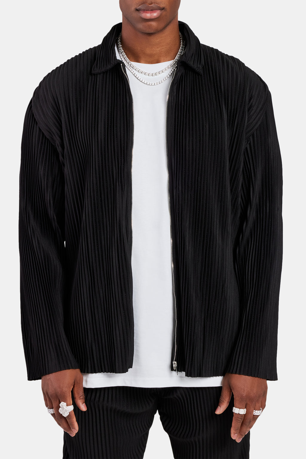 Pleated Collared Jacket - Black | Mens Outerwear | Shop Jackets at ...