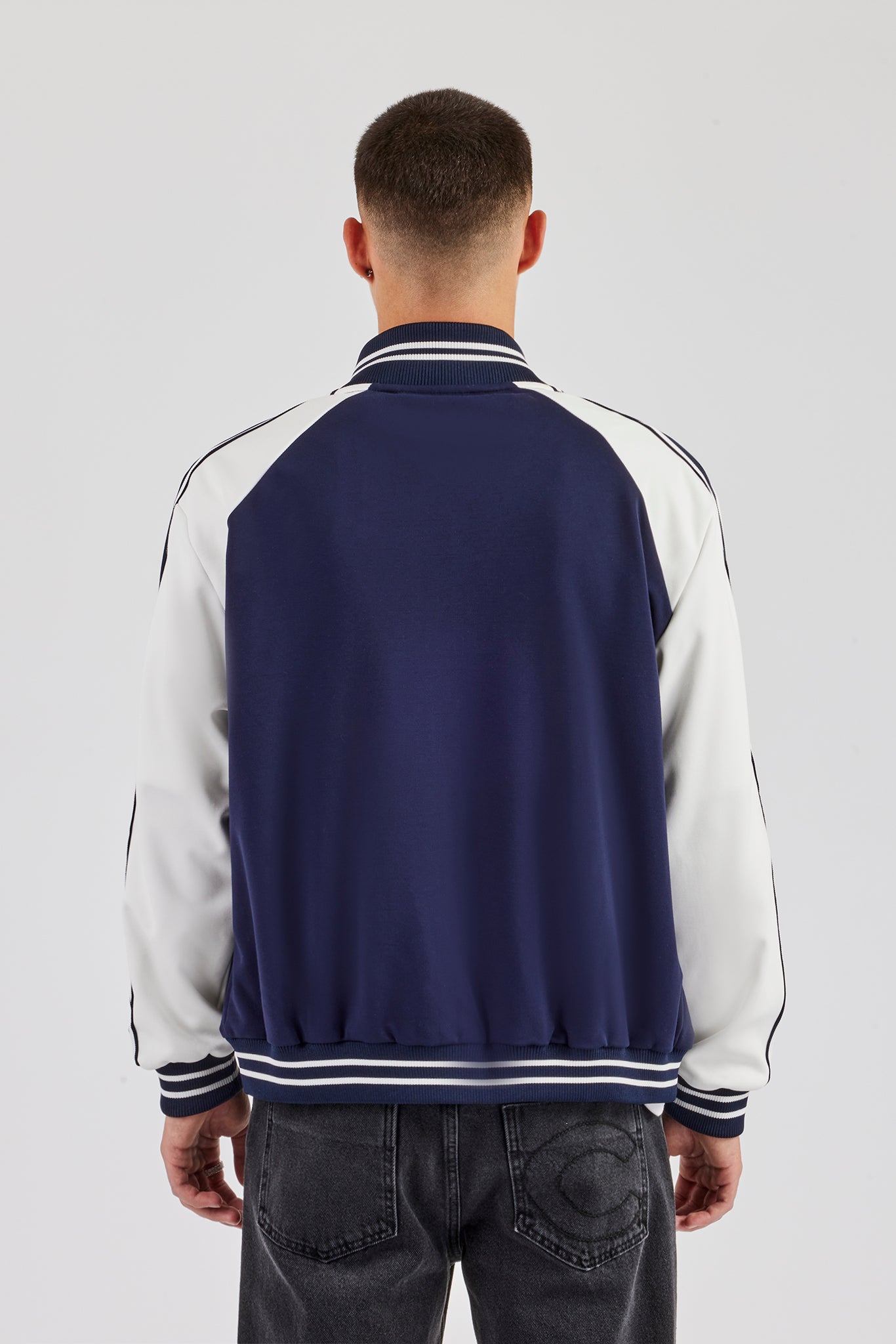 Rib Collar Track Jacket - Navy Blue | Mens Outerwear | Shop Jackets at ...