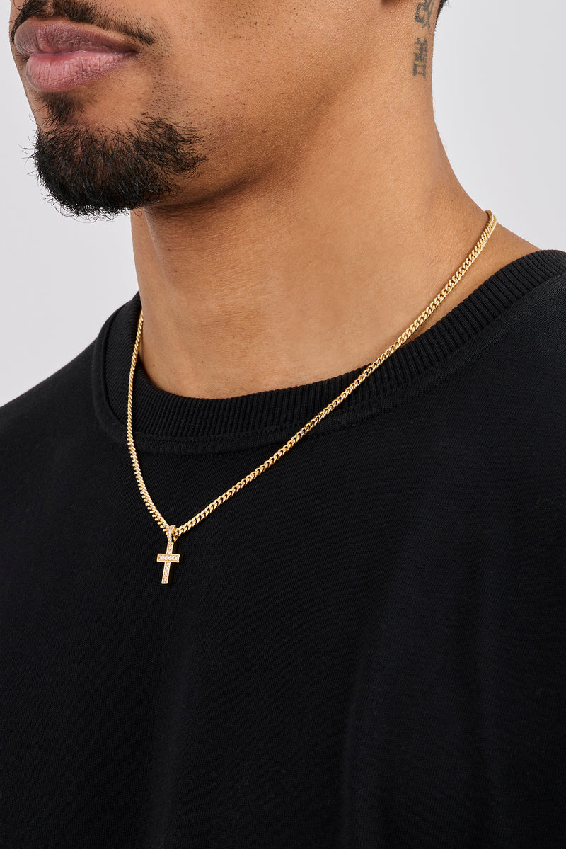 Iced Drop Cross Cuban Chain - 5mm - Gold | Mens Chains | Shop Motif ...
