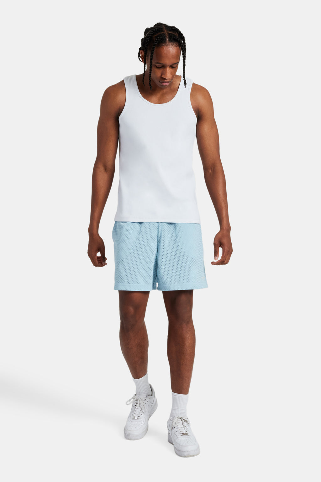 Cernucci Embroidered Mesh Short - Light Blue | Mens Shorts | Shop Plain ...