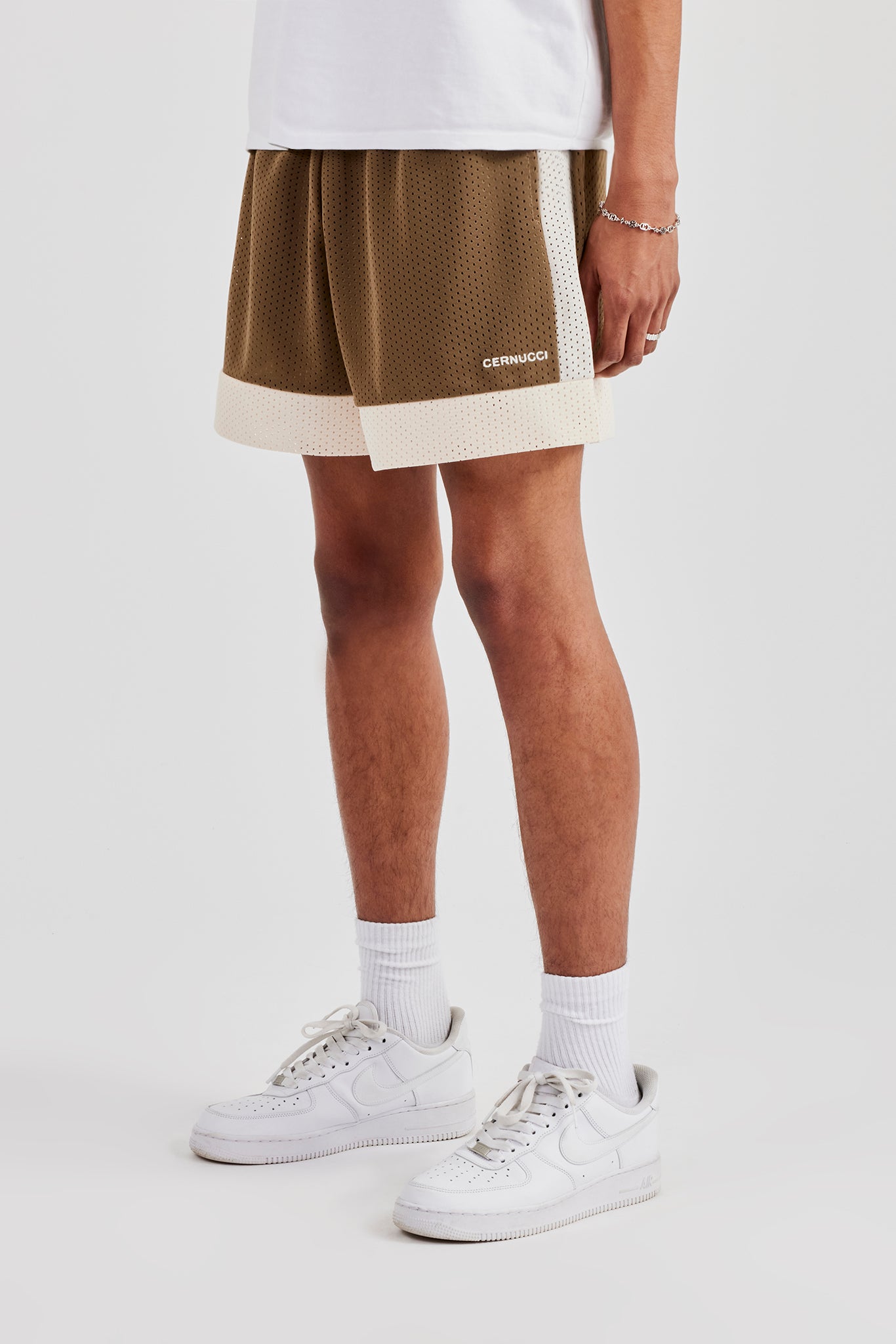 Cernucci Panel Mesh Short - Taupe | Mens Shorts | Shop Plain Shorts at ...